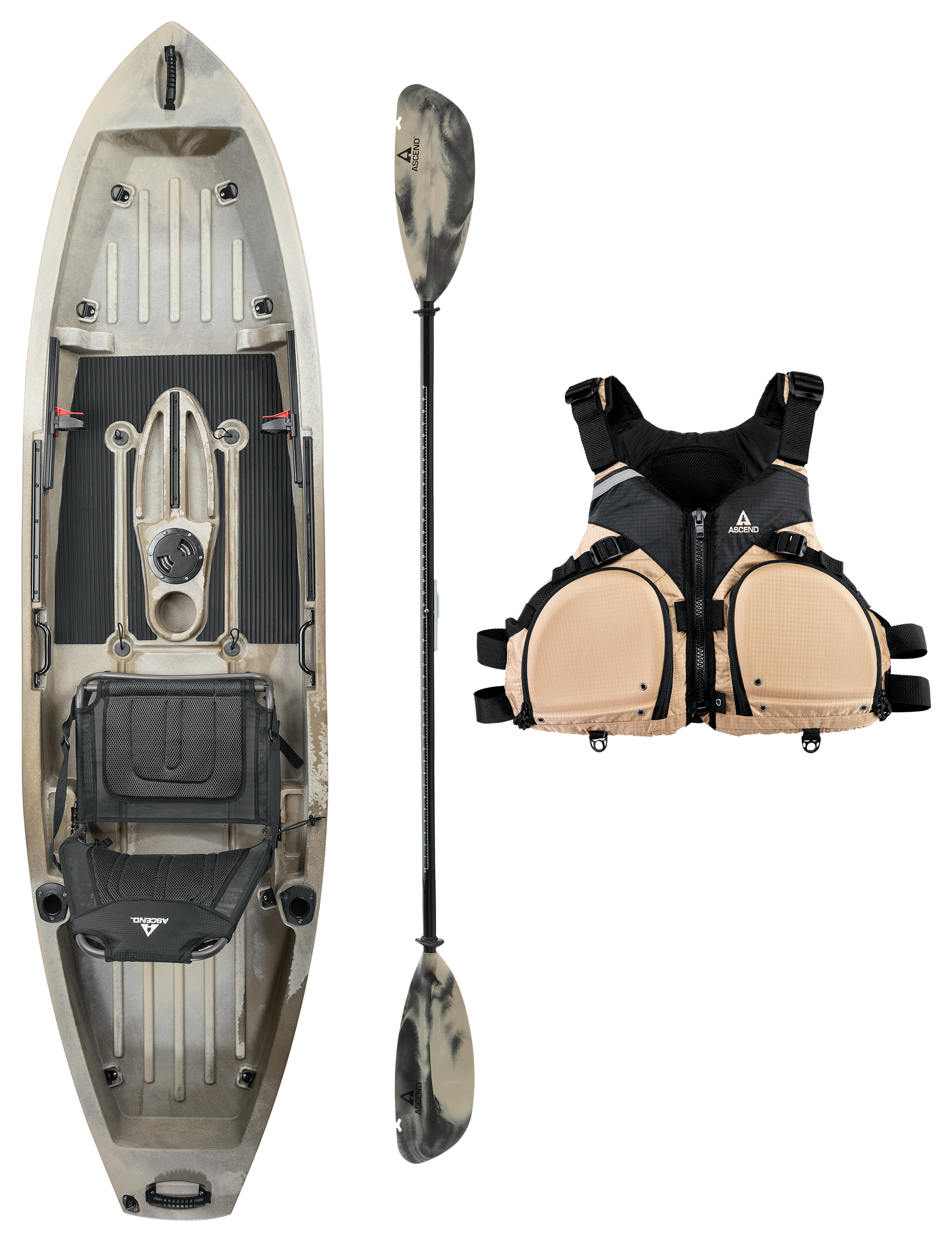 Ascend 10T White Sit-On-Top Kayak with Enhanced Seating System Fishing ...